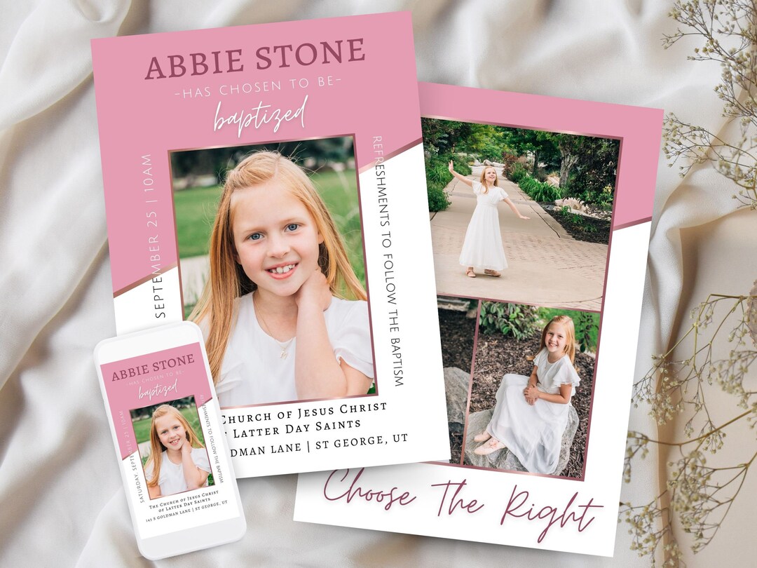 LDS Baptism Invitation | LDS Baptism Invitation Girl | Baptism ...
