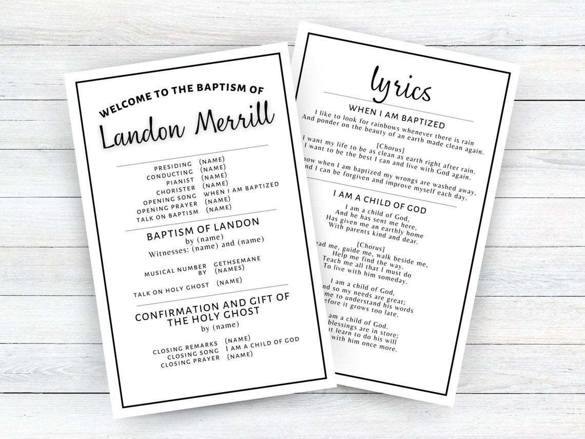 LDS Baptism Program, Baptism Program, LDS Baptism, LDS Baptism Program ...