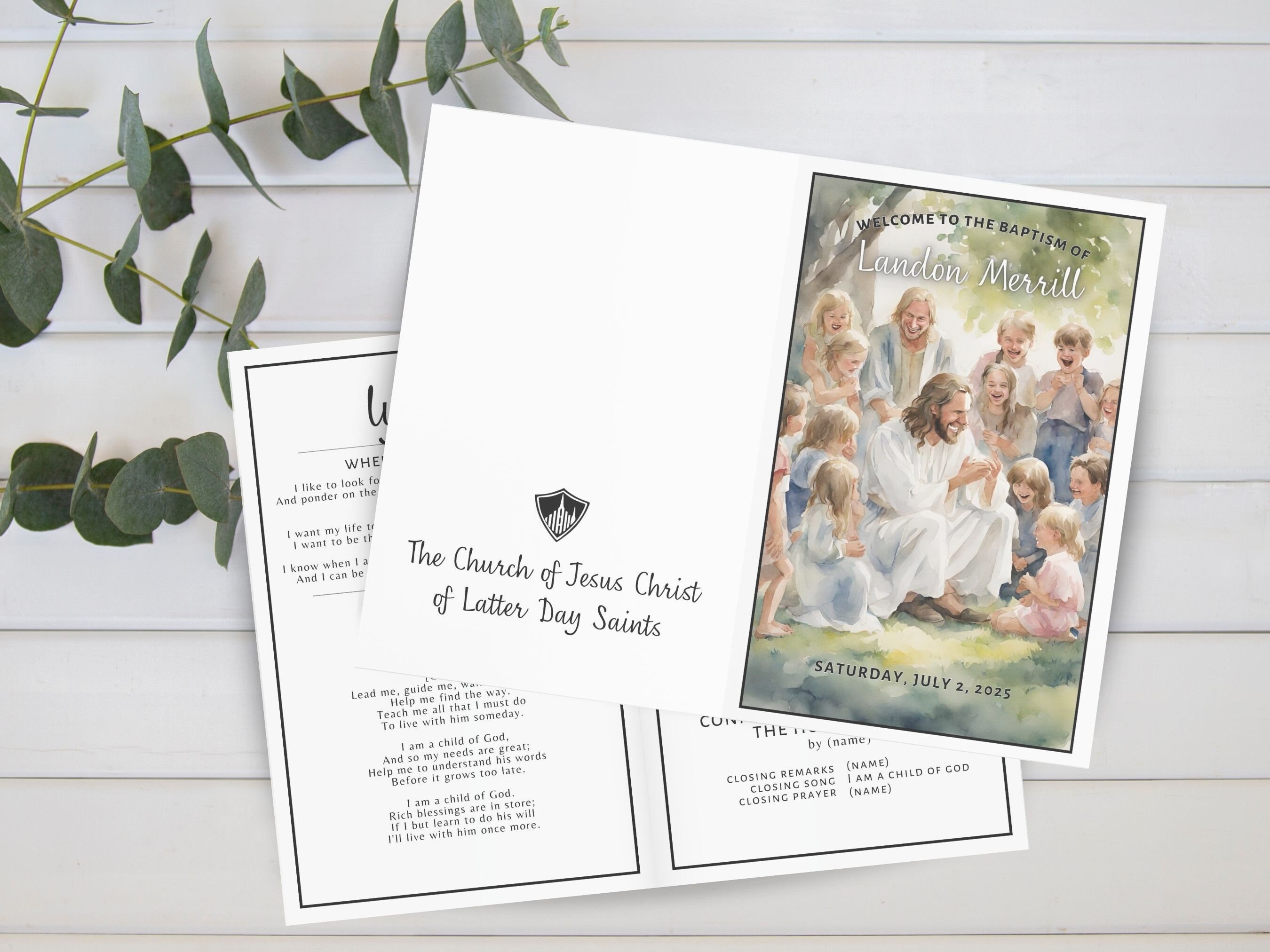 Customizable LDS Baptism Program Template, Easy to Edit Canva Download ...