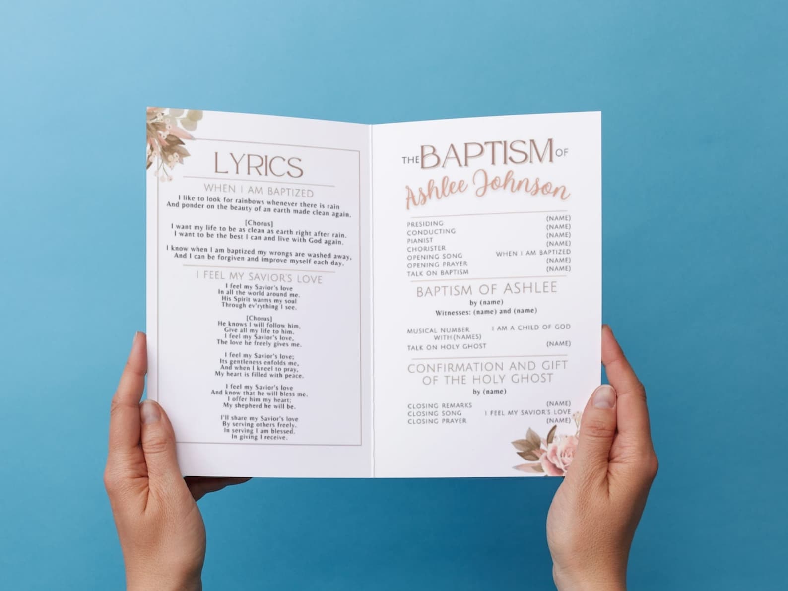 LDS Baptism Program Template, LDS Baptism Program, Customizable and ...