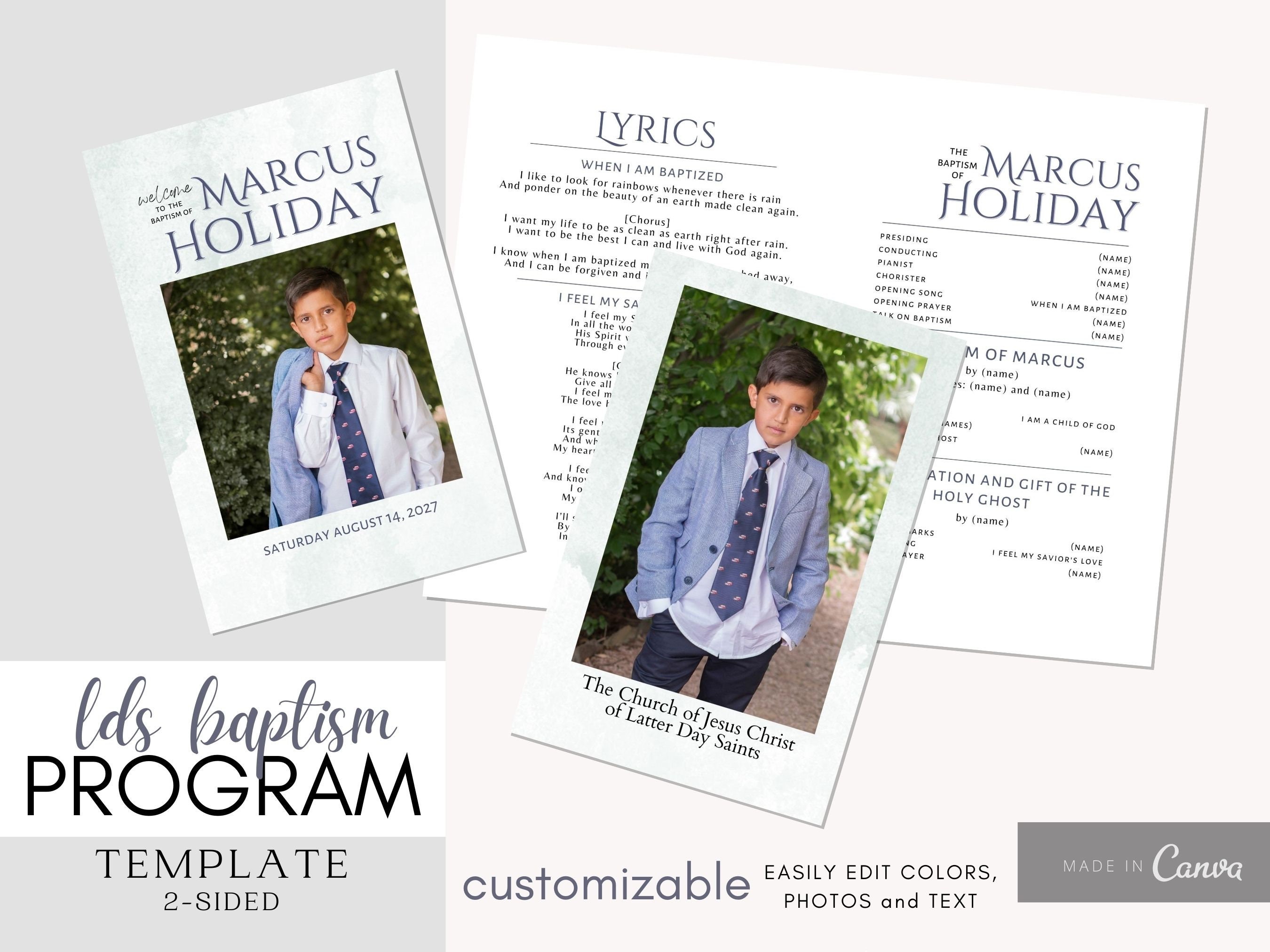 Customizable LDS Baptism Program Template, Easy to Edit Canva Download ...