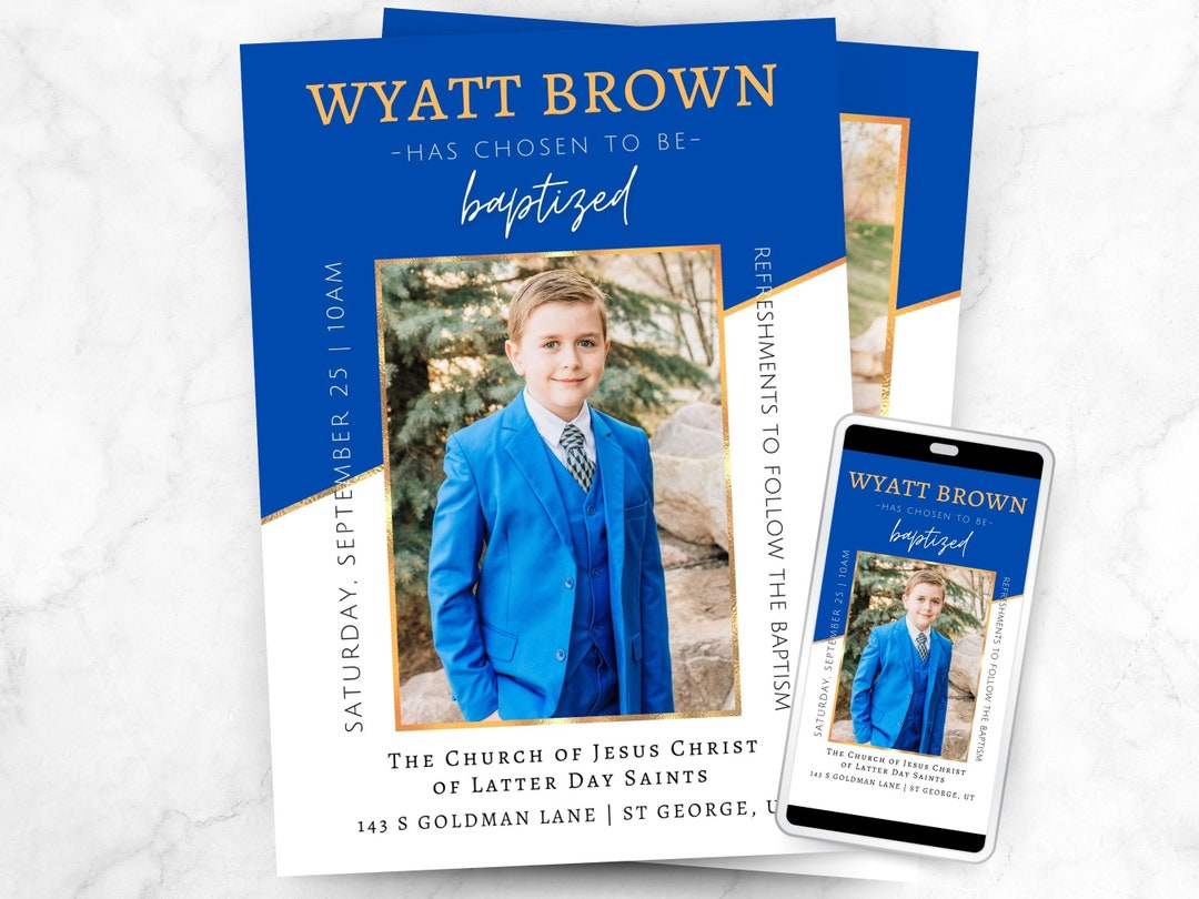 LDS Baptism Invitation Boy | LDS Baptism Girl | Baptism Invitation ...