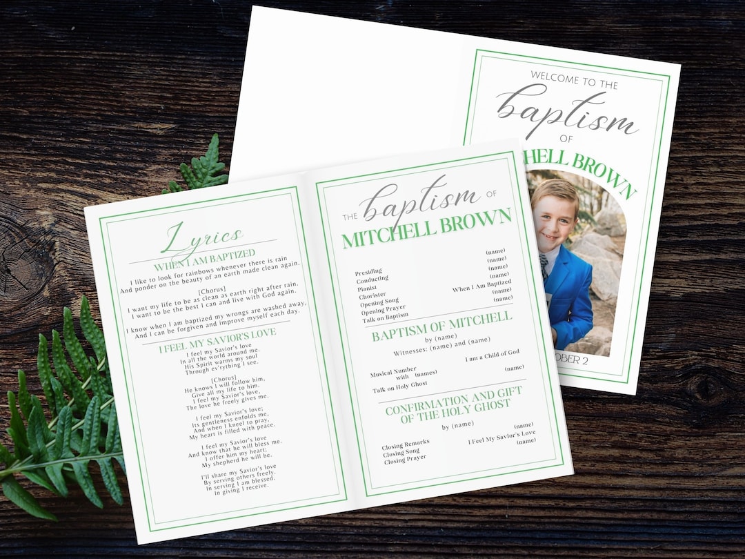 LDS Baptism Program, Customizable Template, Easy to Edit Canva Download ...