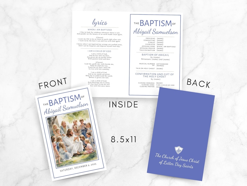 LDS Baptism Program, Customizable Template, Easy to Edit Canva Download ...