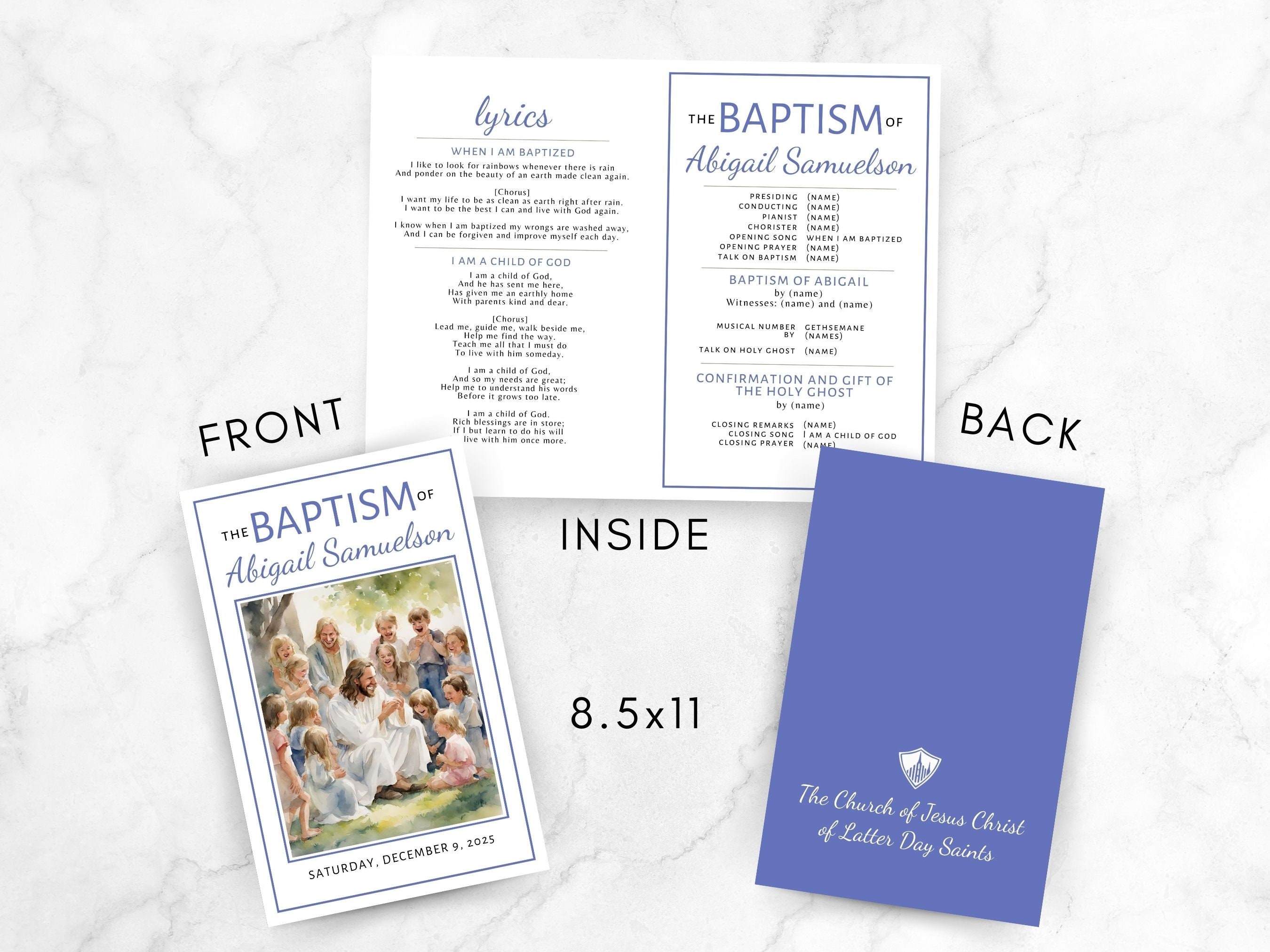 LDS Baptism Program, Customizable Template, Easy to Edit Canva Download ...