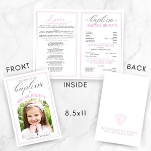 LDS Baptism Program, Customizable Template, Easy to Edit Canva Download ...