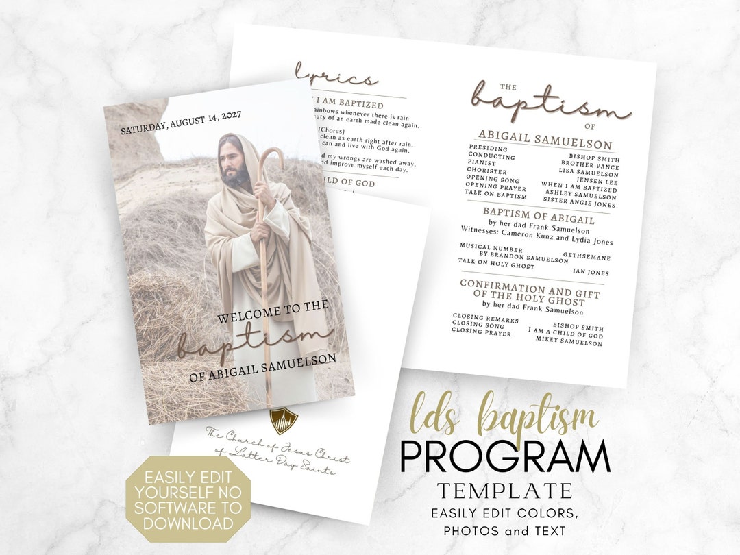 LDS Baptism Program, Customizable Template, Easy to Edit Canva Download ...