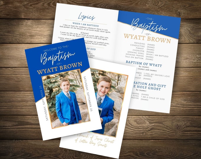 LDS Baptism Program Template: Customizable Boy Design (digital Download ...