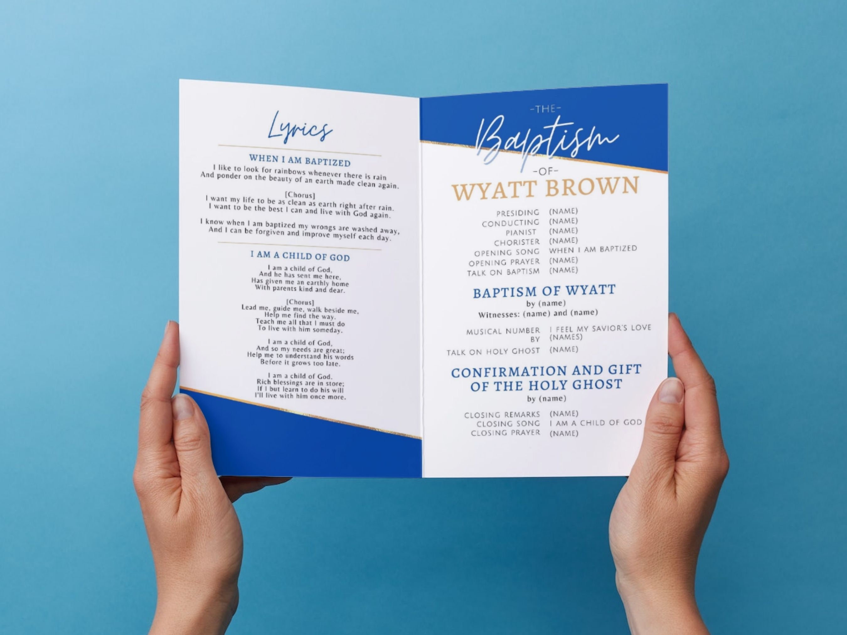 Customizable LDS Baptism Program Template, Easy to Edit Canva Download ...