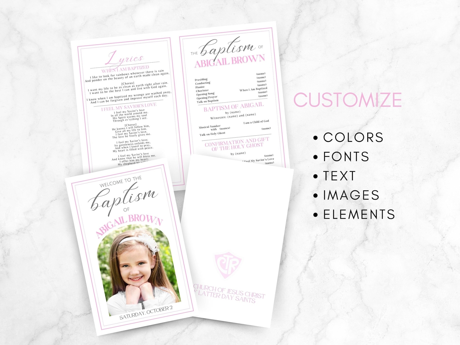 LDS Baptism Program, Customizable Template, Easy to Edit Canva Download ...