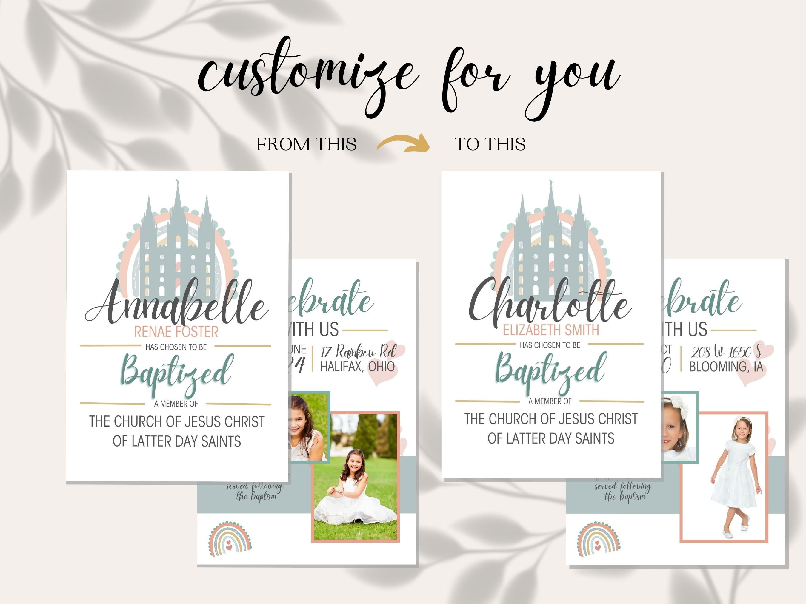 LDS Baptism Invitation | LDS Baptism Template | LDS Baptism Invitation ...