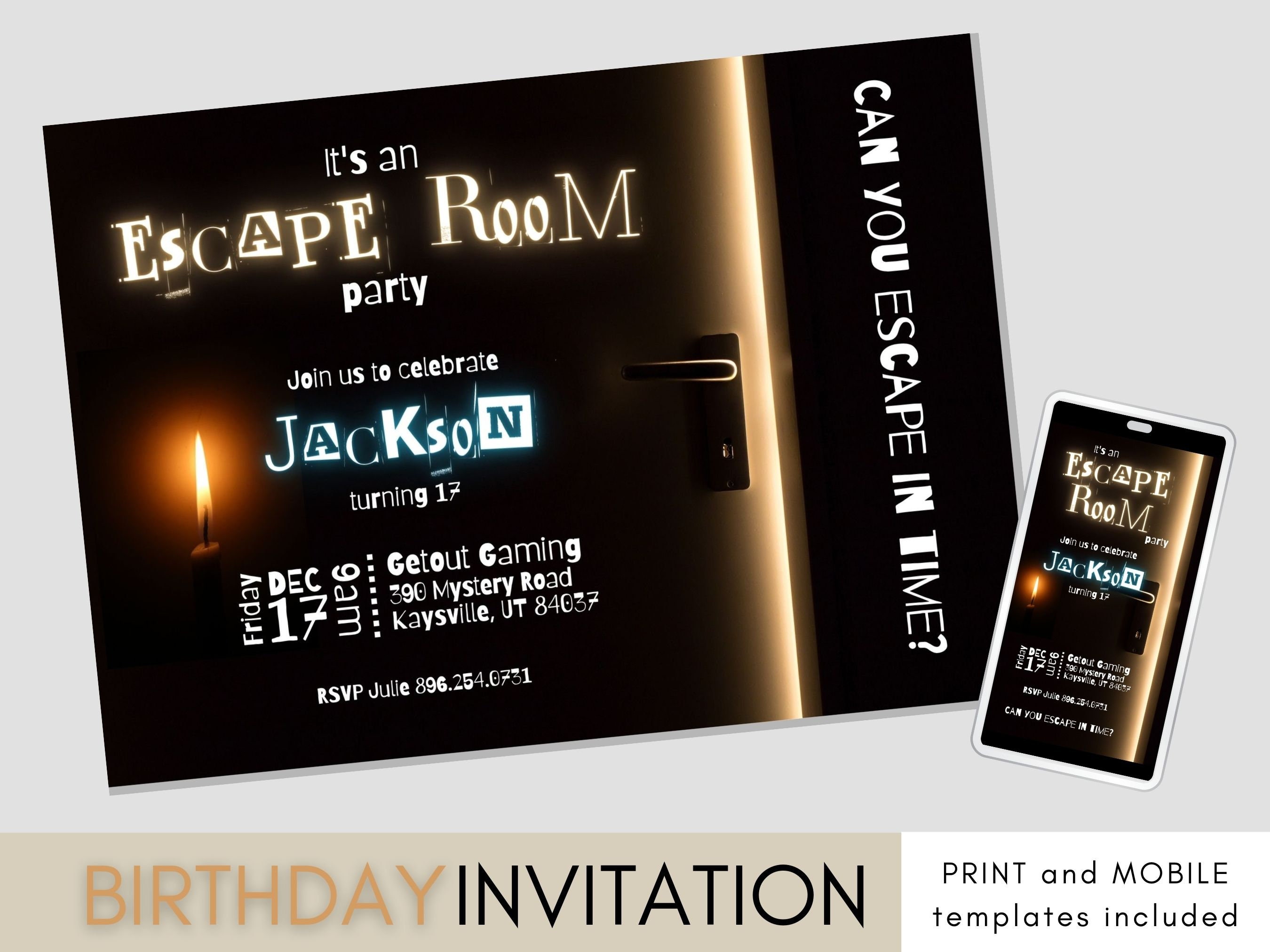 Escape Room Birthday Party Invitation, Editable Birthday Invitation ...