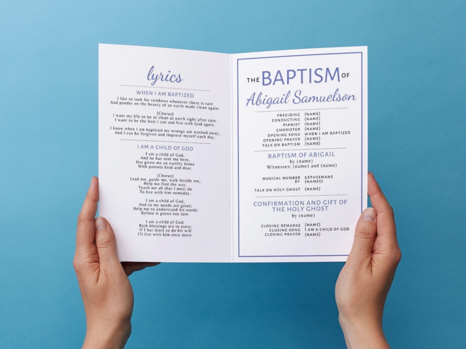 LDS Baptism Program, Customizable Template, Easy to Edit Canva Download ...