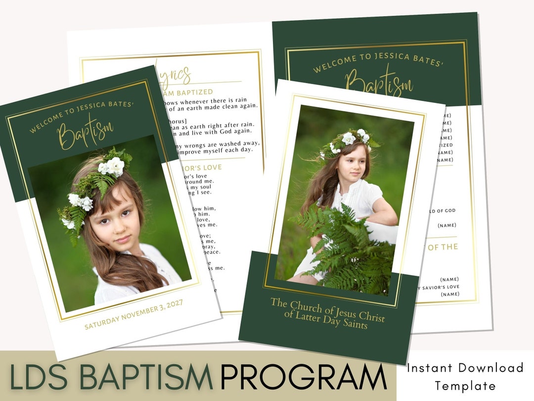 LDS Baptism Program Template, Boy or Girl Baptism Program, Customizable ...
