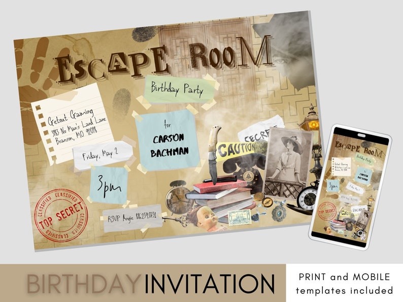 Escape Room Birthday Party Invitation Editable Birthday - Etsy