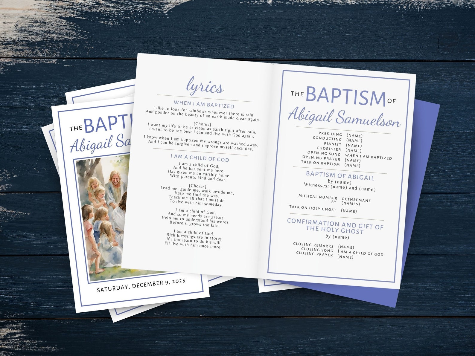 LDS Baptism Program, Customizable Template, Easy to Edit Canva Download ...