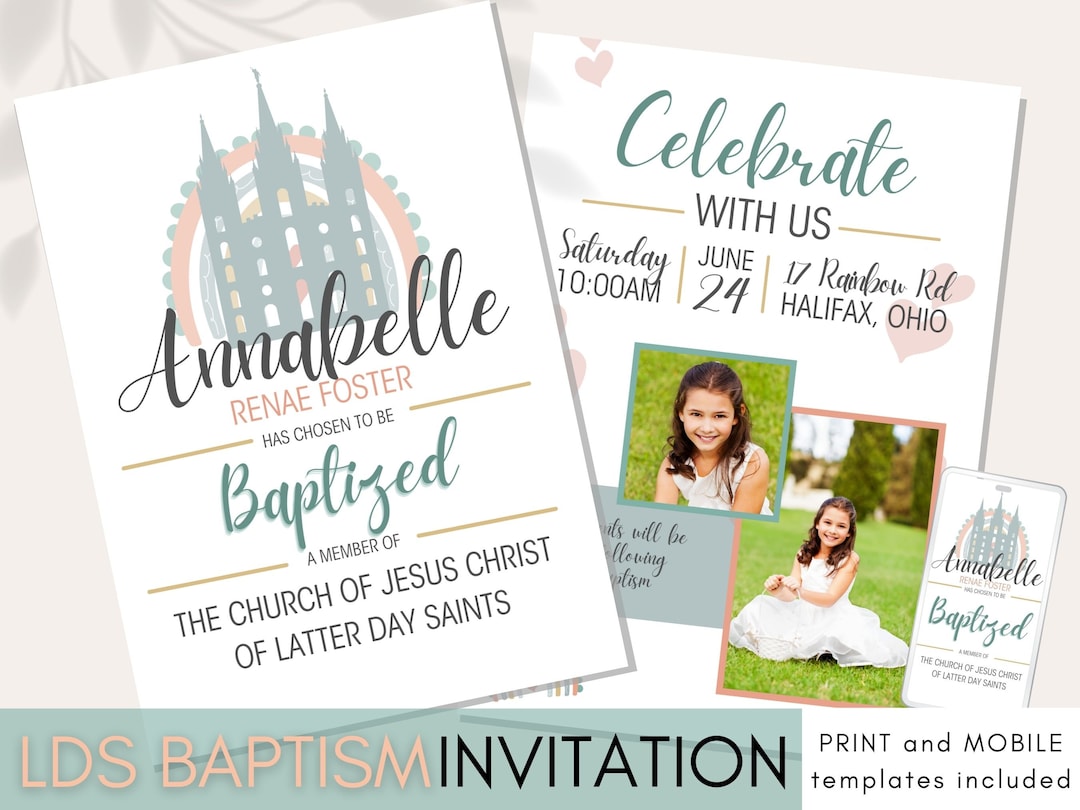 LDS Baptism Invitation | LDS Baptism Template | LDS Baptism Invitation ...