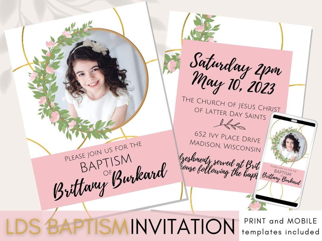 LDS Baptism Invitation | LDS Baptism Template | LDS Baptism Invitation ...