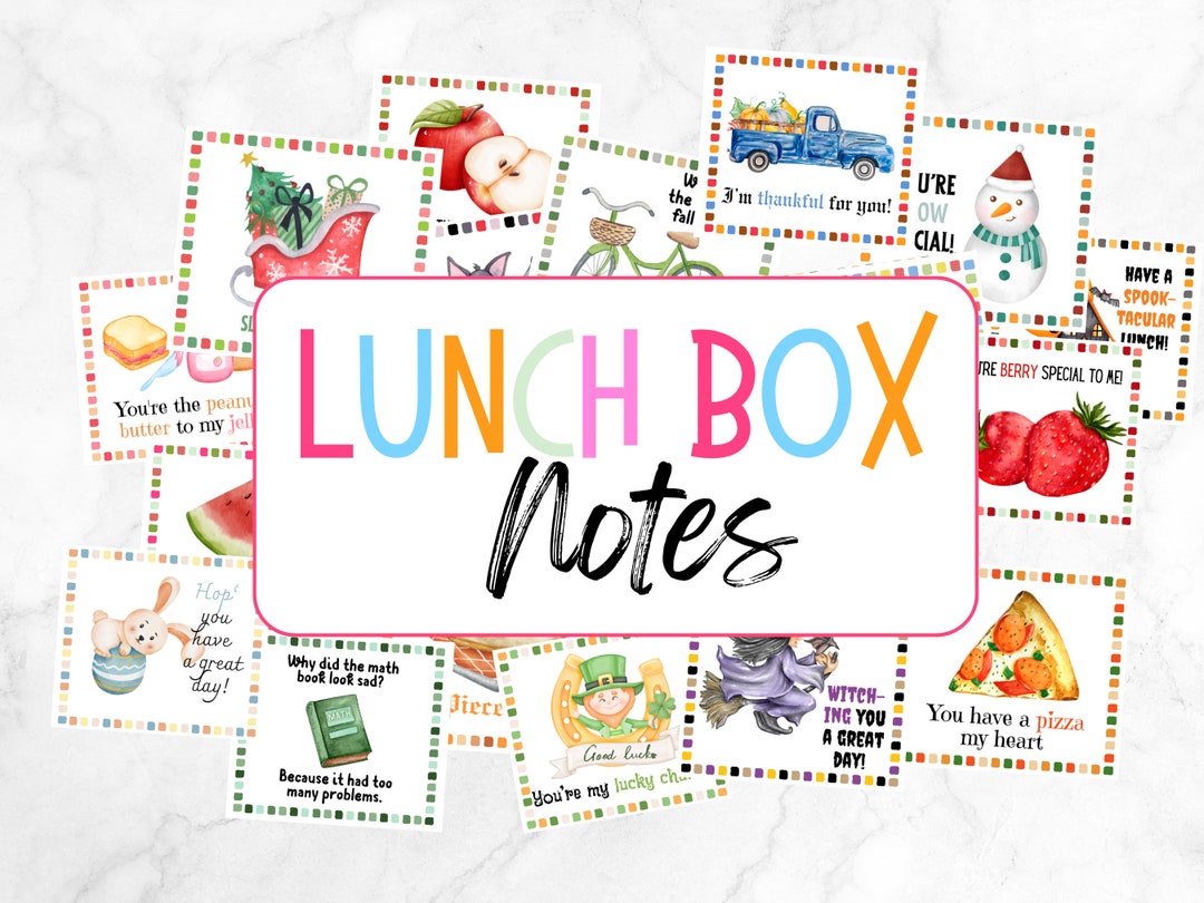 Lunchbox Notes, Lunch Box Cards, Joke Lunch Box Notes, Encouragement ...