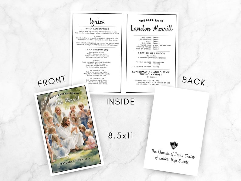 Customizable LDS Baptism Program Template, Easy to Edit Canva Download ...