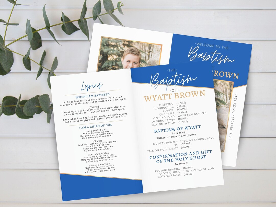 Customizable LDS Baptism Program Template, Easy to Edit Canva Download ...