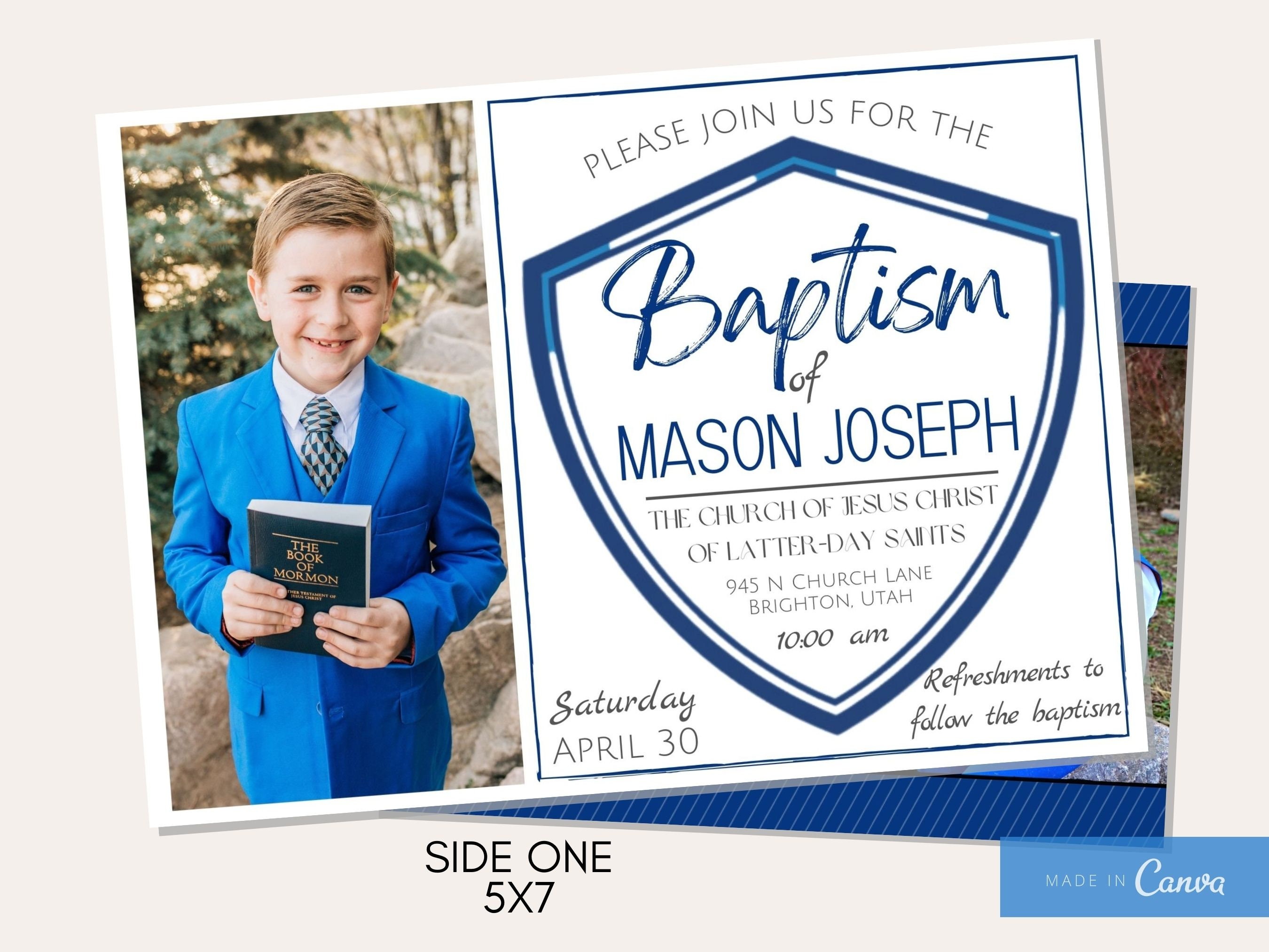 LDS Baptism Invitation Boy | LDS Baptism Invitation Digital Template ...