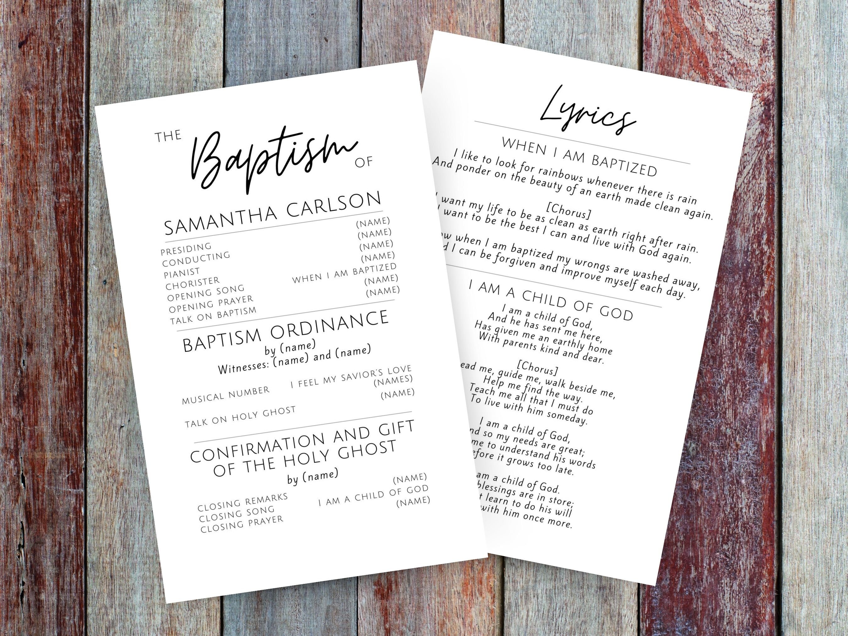Customizable LDS Baptism Program Template, Easy to Edit Canva Download ...