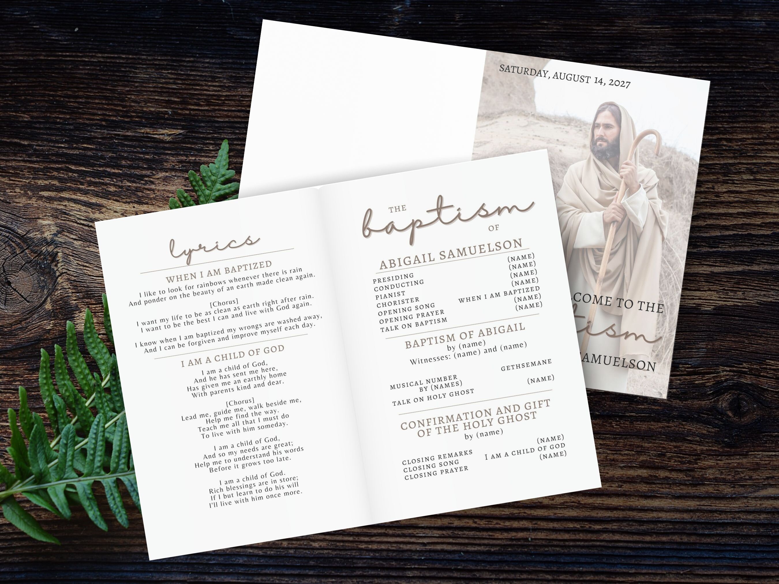 Customizable LDS Baptism Program Template, Easy to Edit Canva Download ...