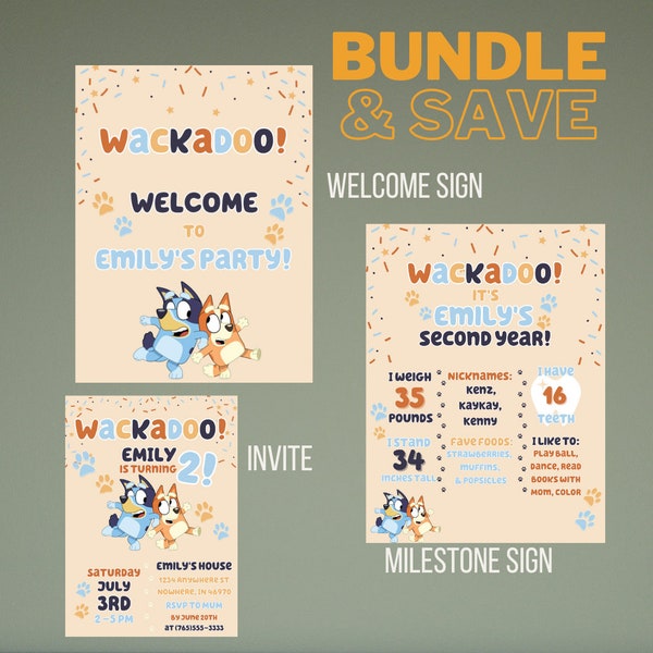 Wackadoo Bluey Two Birthday - Etsy