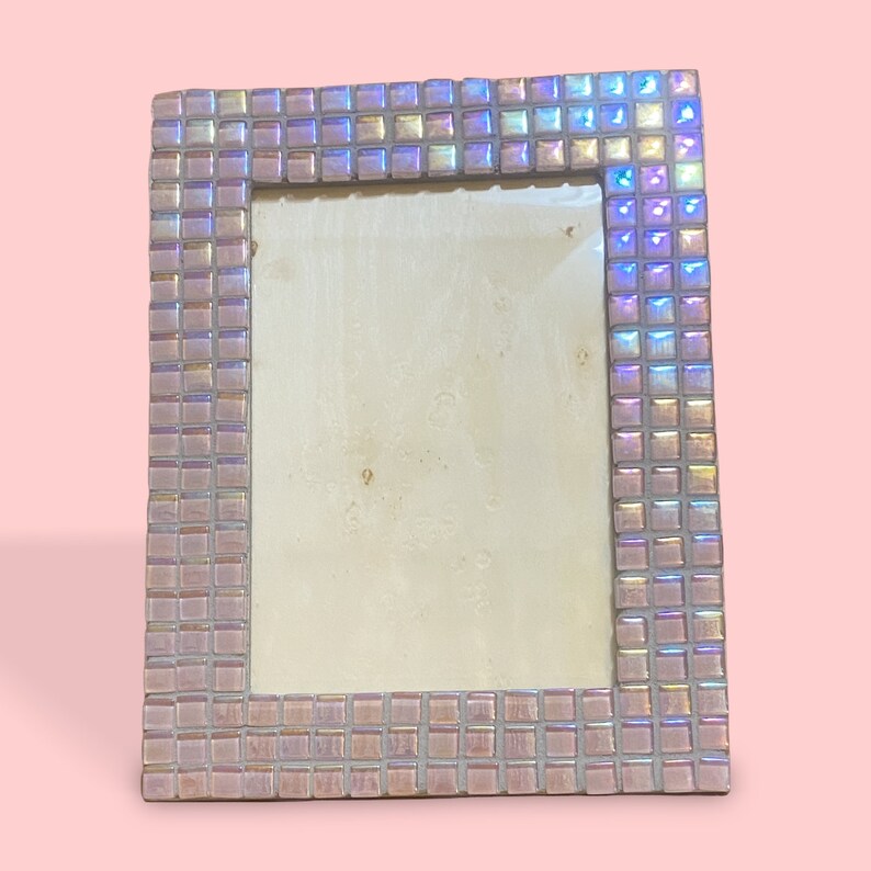 Elegant Dusty Pink Mosaic Photo Frame With Grey Grout Rustic Chic Wall ...