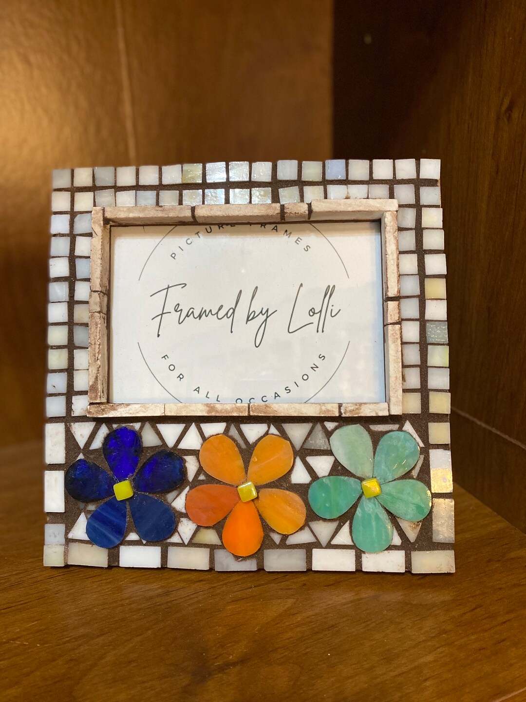 Rustic 4x6 Mosaic Picture Frame Featuring 3 Beautiful Flowers - Etsy
