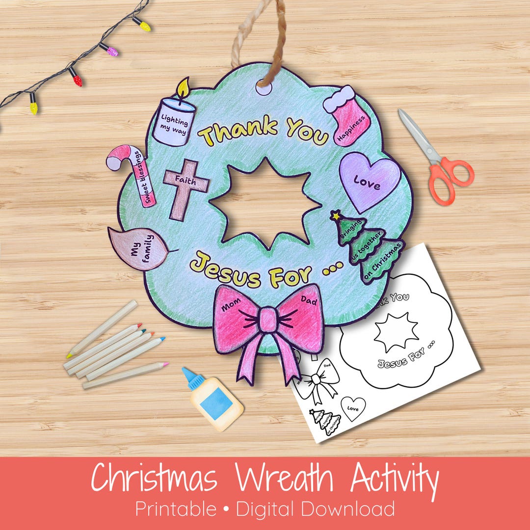 Thank You Jesus Wreath Craft for Kids • Christmas Cut and Glue Activity ...