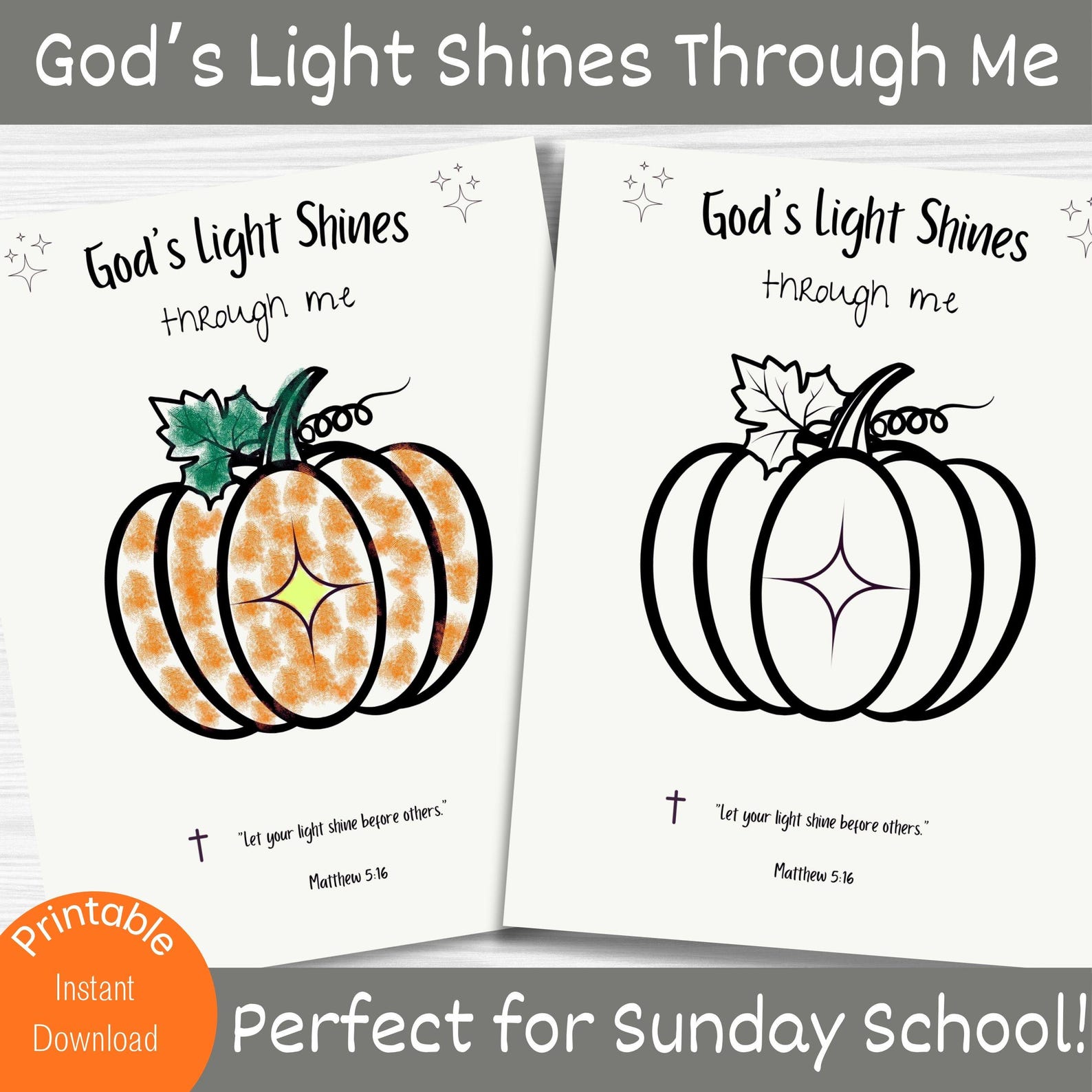 God’s Light Shines Through Me Craft - Christian Pumpkin Activity ...