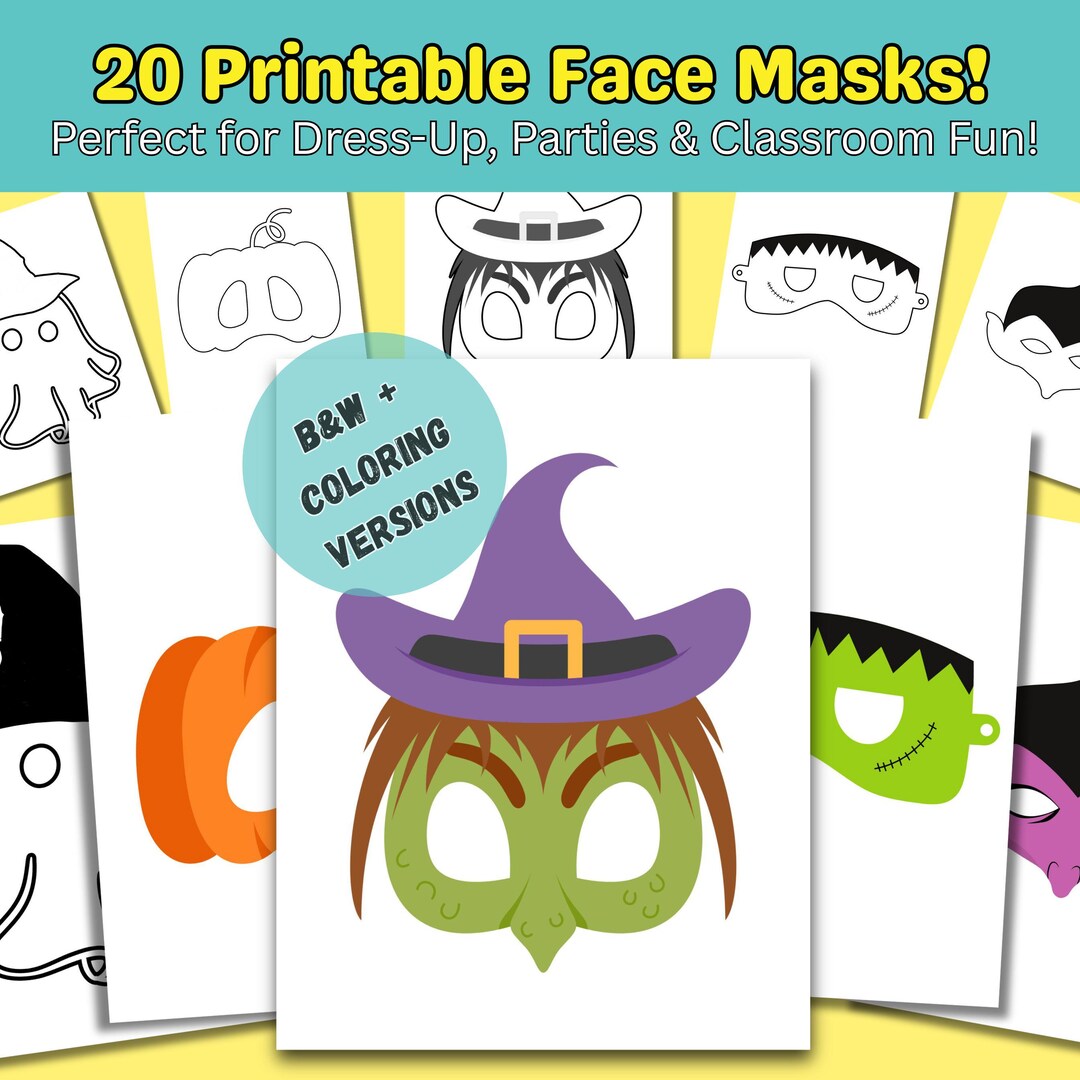 Kids Dress-up Mask Bundle – 20 Printable Masks for Imaginative Play ...