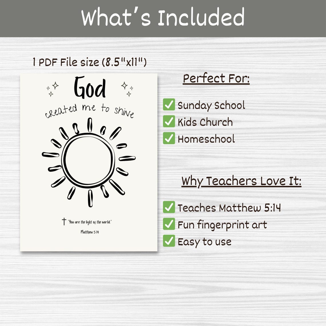 God Created Me to Shine Craft – Christian Kids Activity, Matthew 5:14 ...