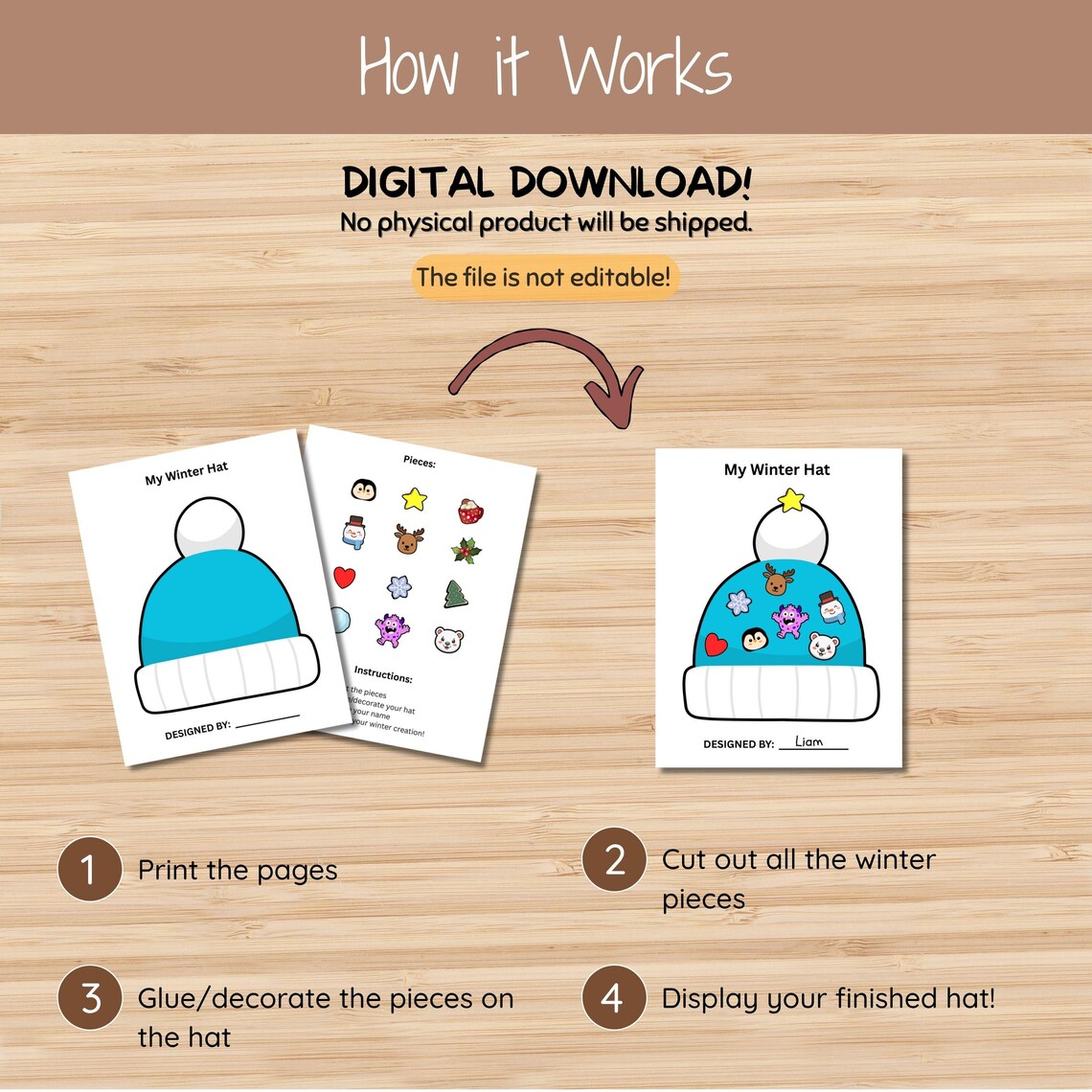 My Winter Hat Craft for Kids – Cut and Paste Printable, Fun Winter ...