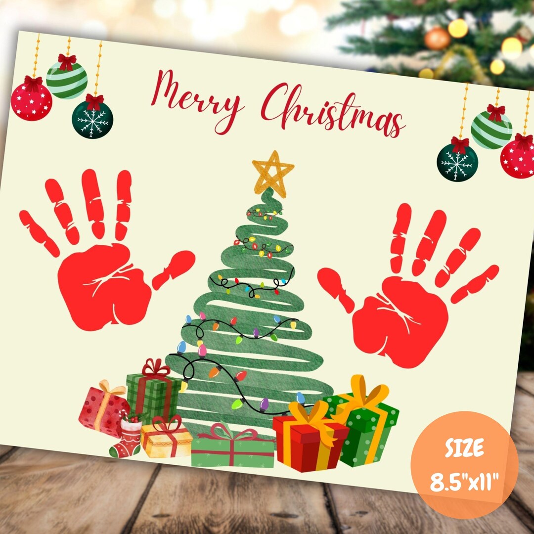 Christmas Handprint Art - Fall Kids Craft, Holiday Printable, Christmas ...