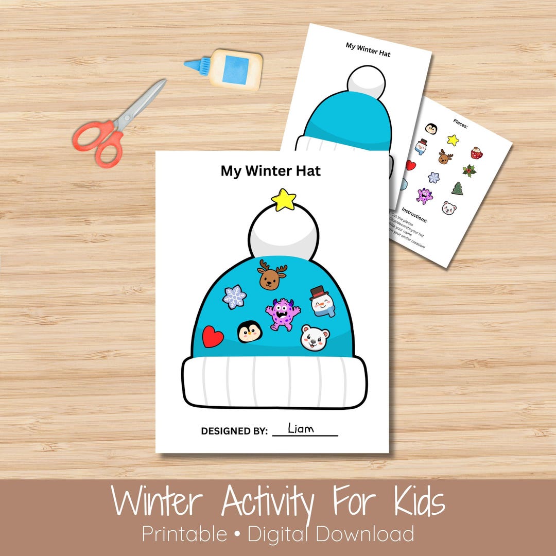 My Winter Hat Craft for Kids – Cut and Paste Printable, Fun Winter ...