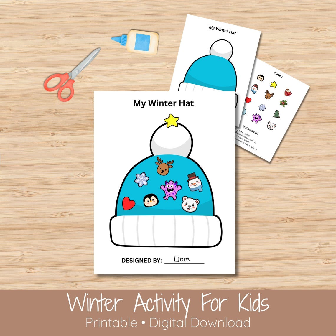 My Winter Hat Craft for Kids – Cut and Paste Printable, Fun Winter ...