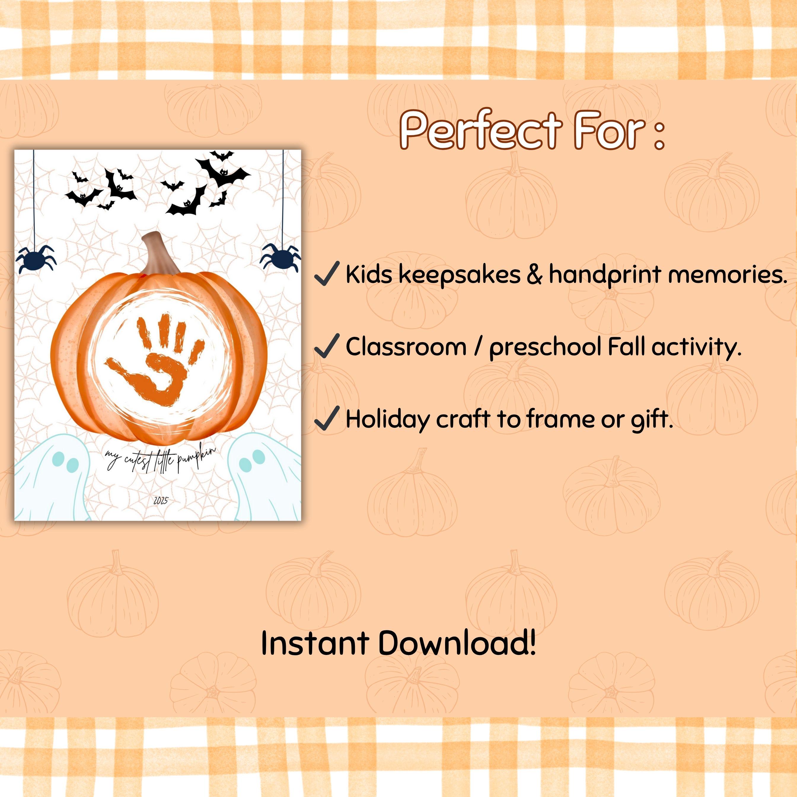 Halloween Pumpkin Handprint Art - Digital Download, Baby Footprint ...