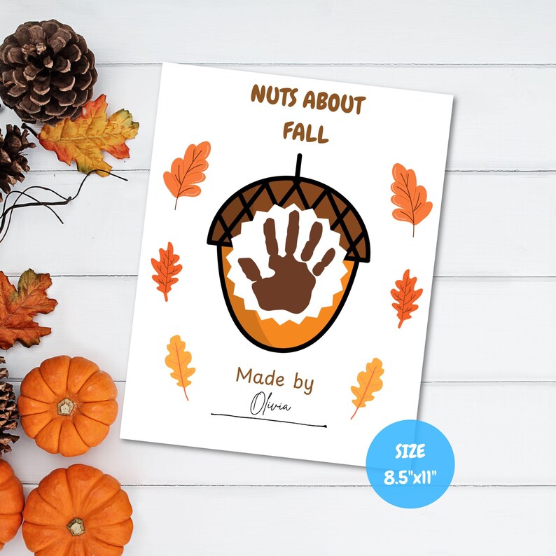 Acorn Handprint Art - DIY Fall Craft, Digital Download - Etsy