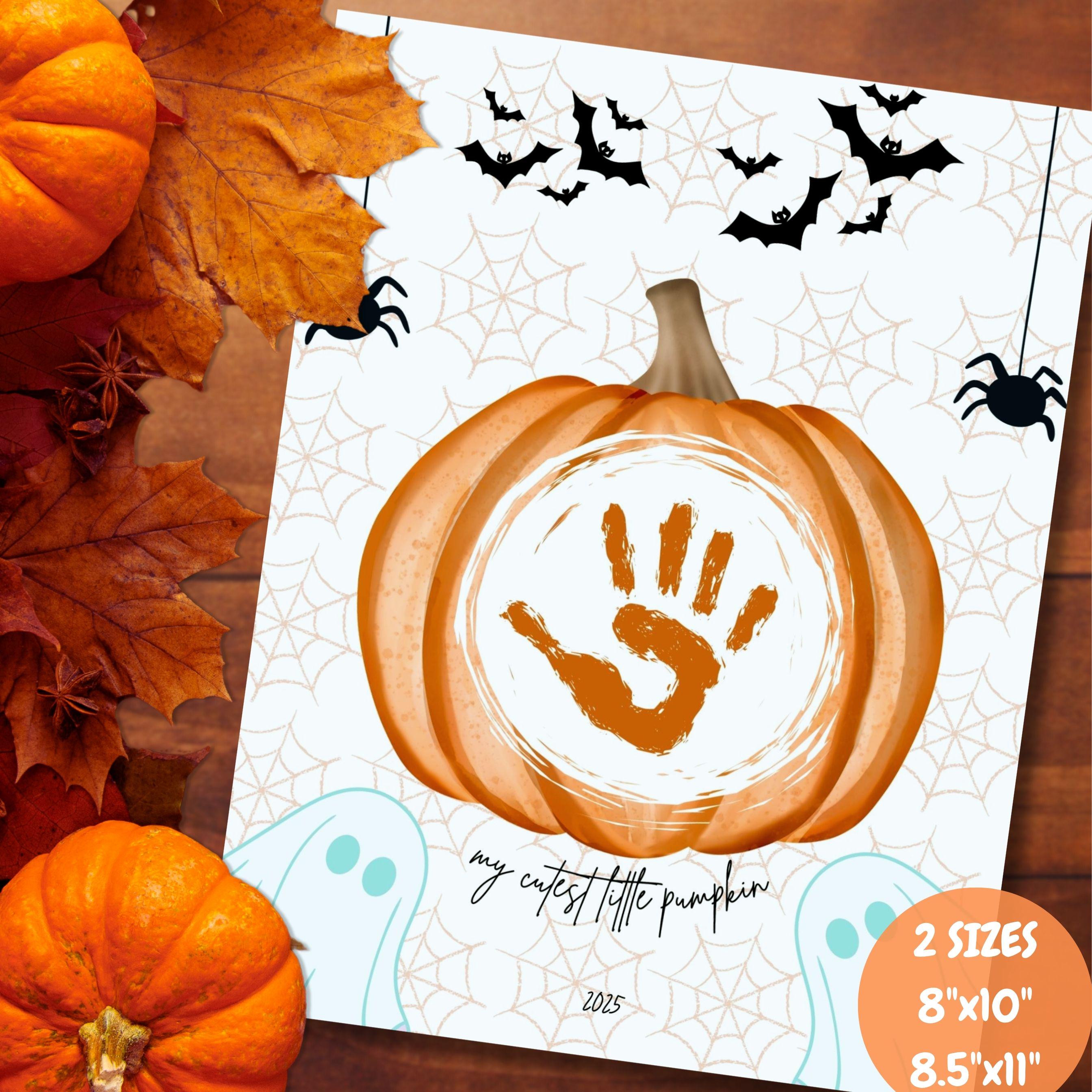 Halloween Pumpkin Handprint Art - Digital Download, Baby Footprint ...