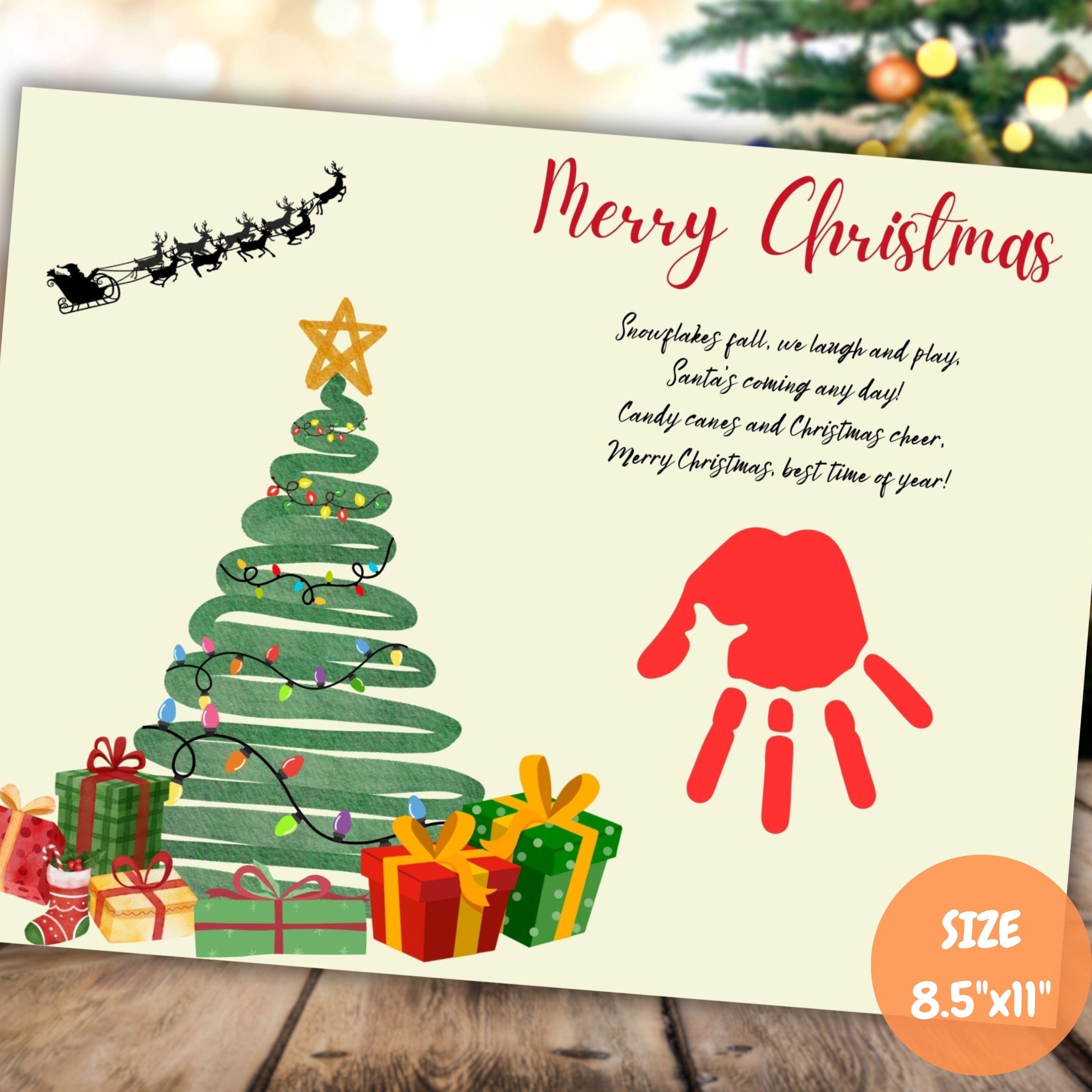 Christmas Handprint Art - Printable Christmas, Fall Kids Craft, Holiday ...