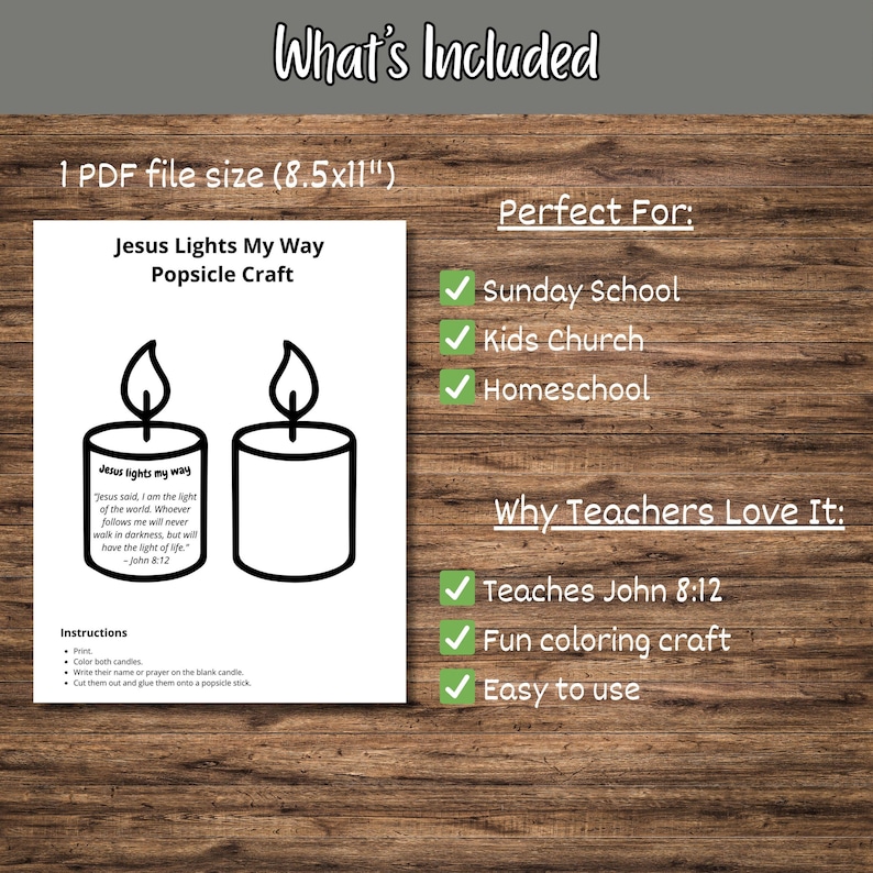Jesus Lights My Way Popsicle Craft – Bible Verse Coloring Activity for ...