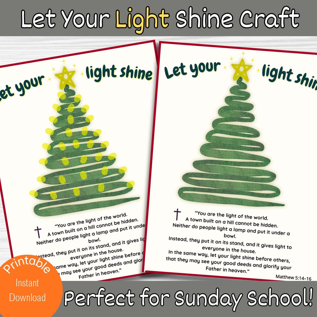 Let Your Light Shine Craft – Christmas Tree Fingerprint Activity for ...