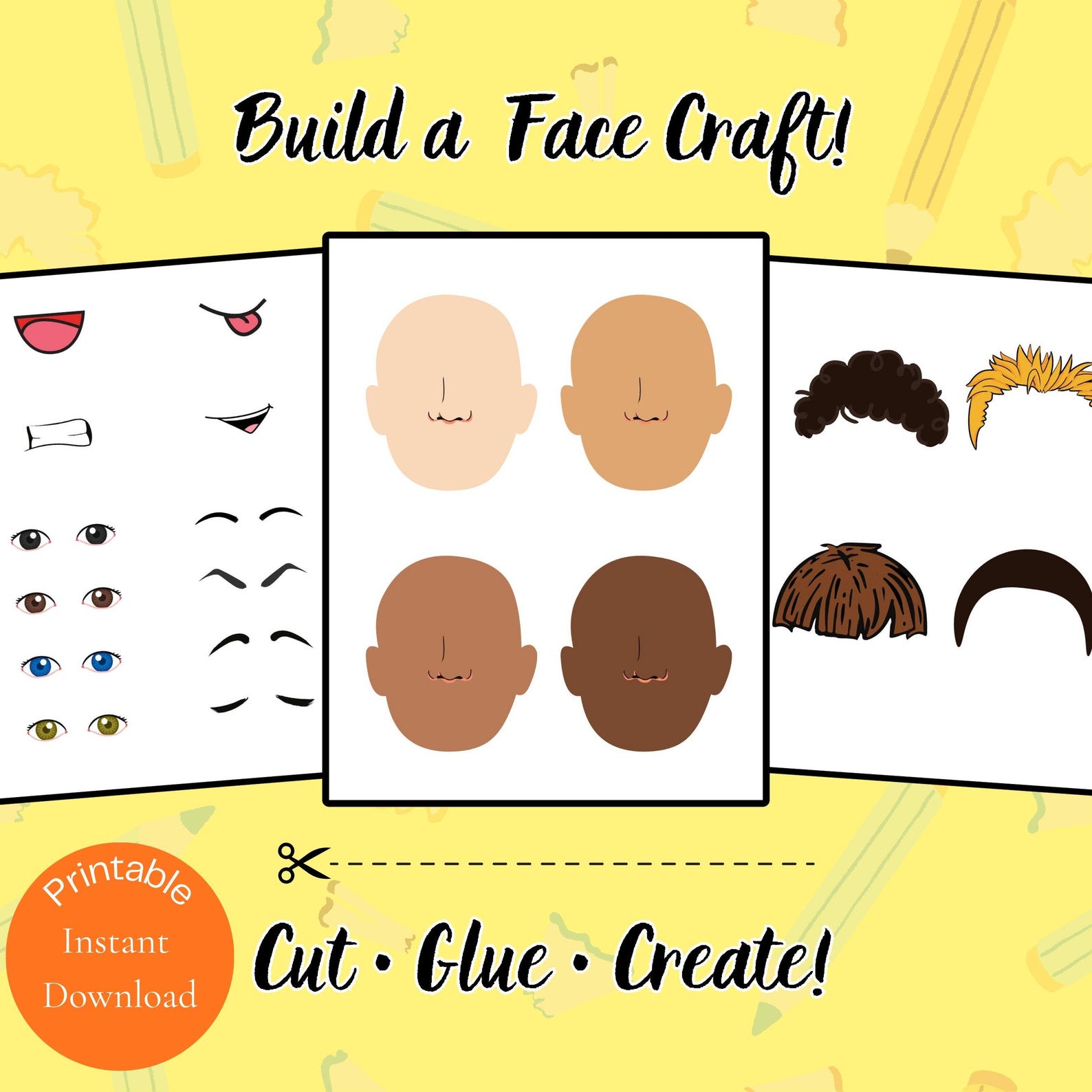 Build a Face Craft – Fun Cut and Glue Game for Kids, Create Your Own ...