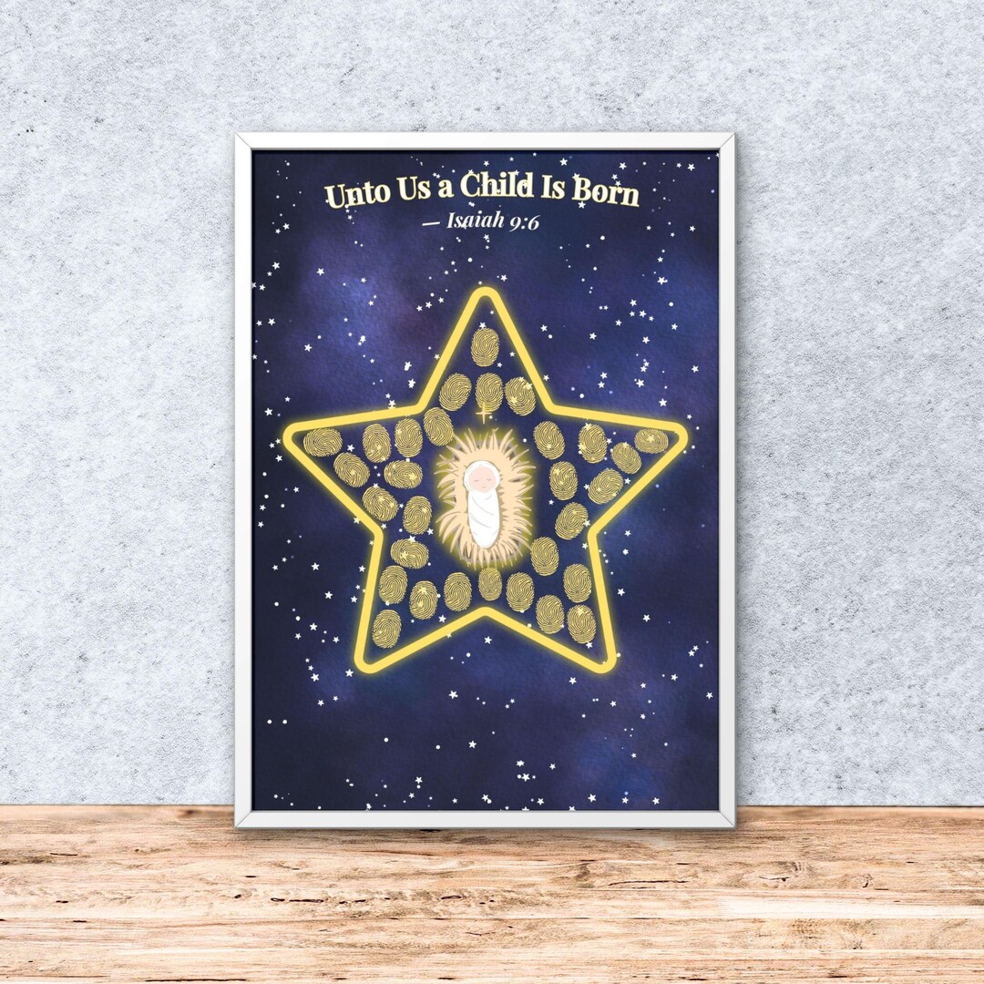 Nativity Fingerprint Craft – Christmas Star Baby Jesus Printable, Kids ...