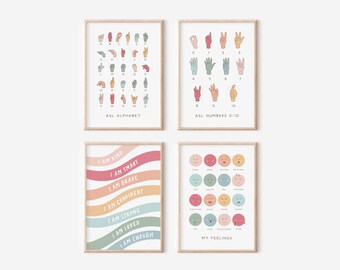 Rainbow Number Poster, Counting Poster Bundle Rainbow Classroom Print ...