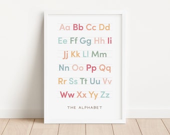 Rainbow Alphabet Poster, Handwriting Chart Print, Educational PRINTABLE ...