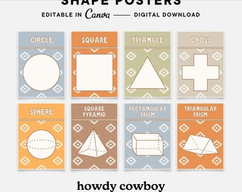 Printable Shape Posters, Classroom Display, Editable Canva Class Decor ...